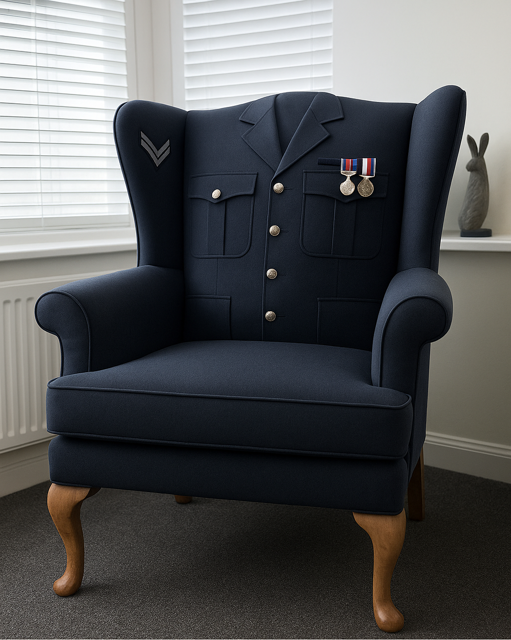 Police Uniform Winged Chair – Blue Light Chairs